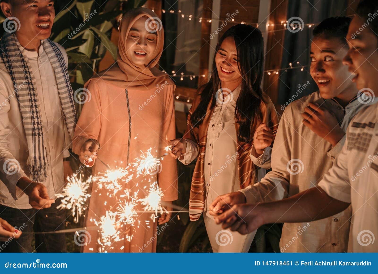 Playing Firework with Friends Stock Image - Image of holding, enjoy ...