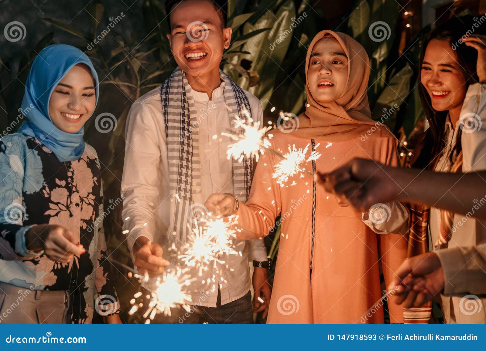 Playing Firework with Friends Stock Image - Image of enjoy, environment ...