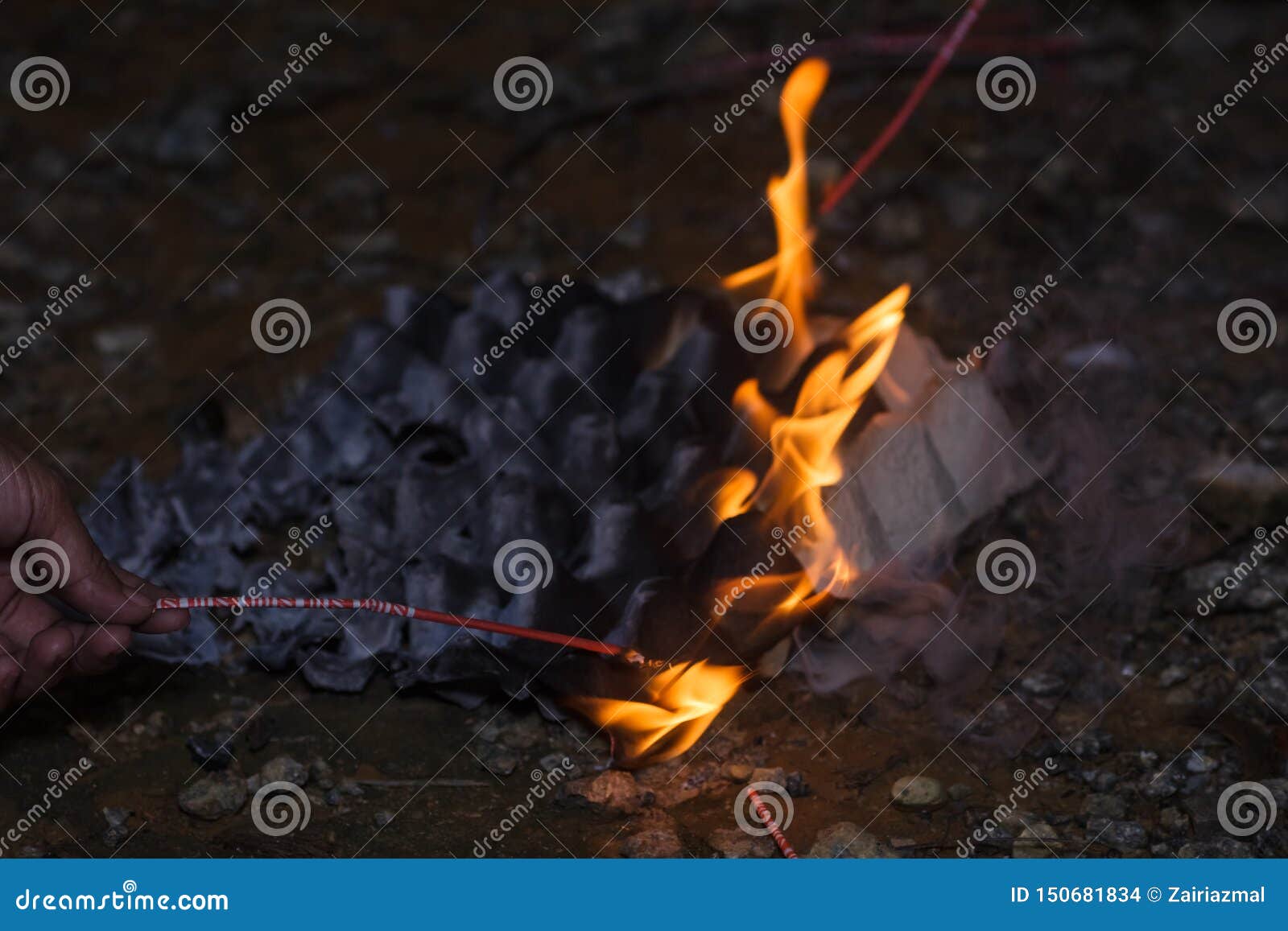 Playing of Fireworks at Night Stock Photo - Image of cheerful ...