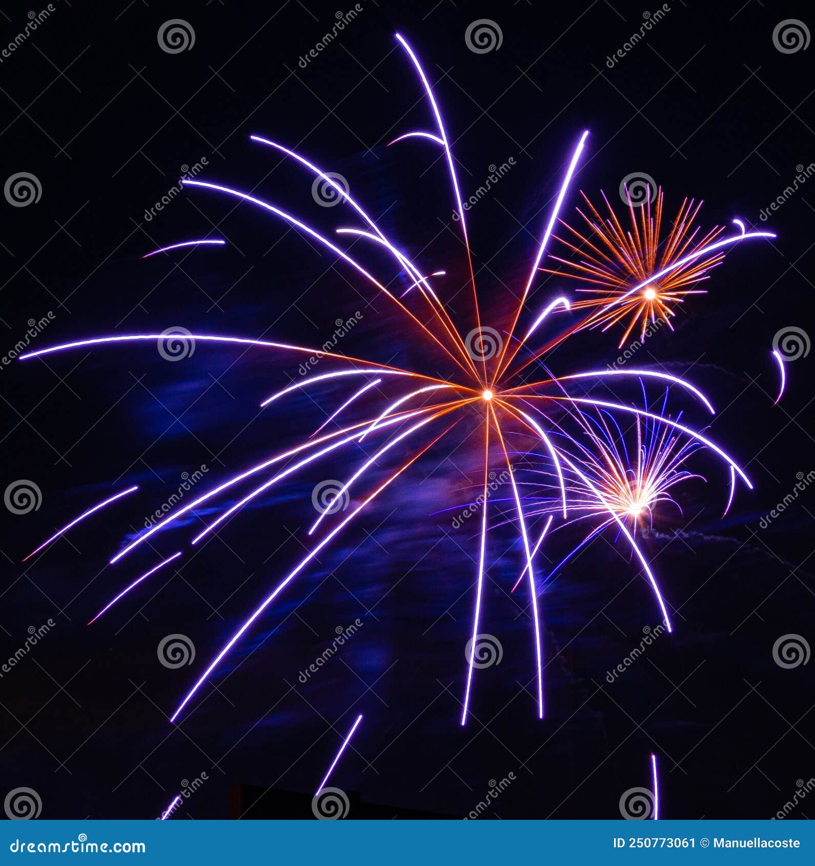 Playing with Fireworks in the Night Sky Stock Image - Image of ...