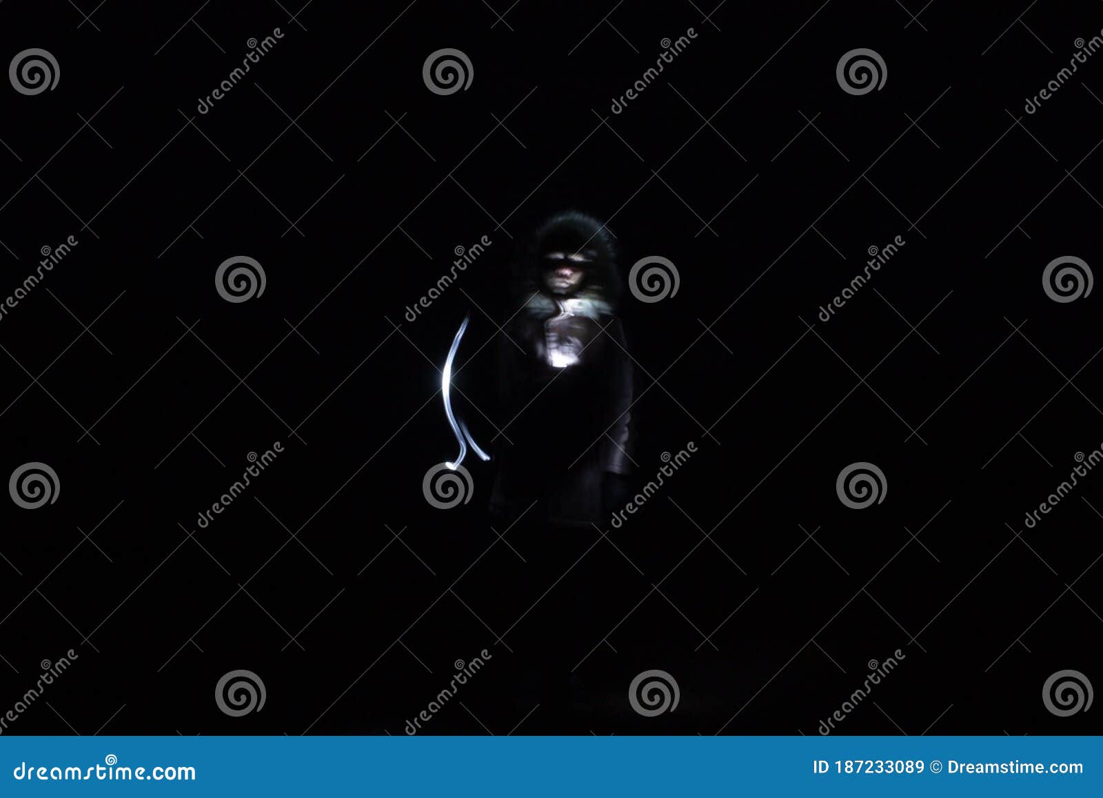 Playing with Flashlight in the Dark Night Stock Image - Image of ...