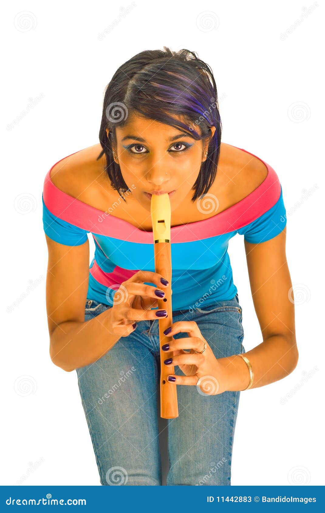 Playing flute stock image. Image of isolated, music, adorable - 11442883