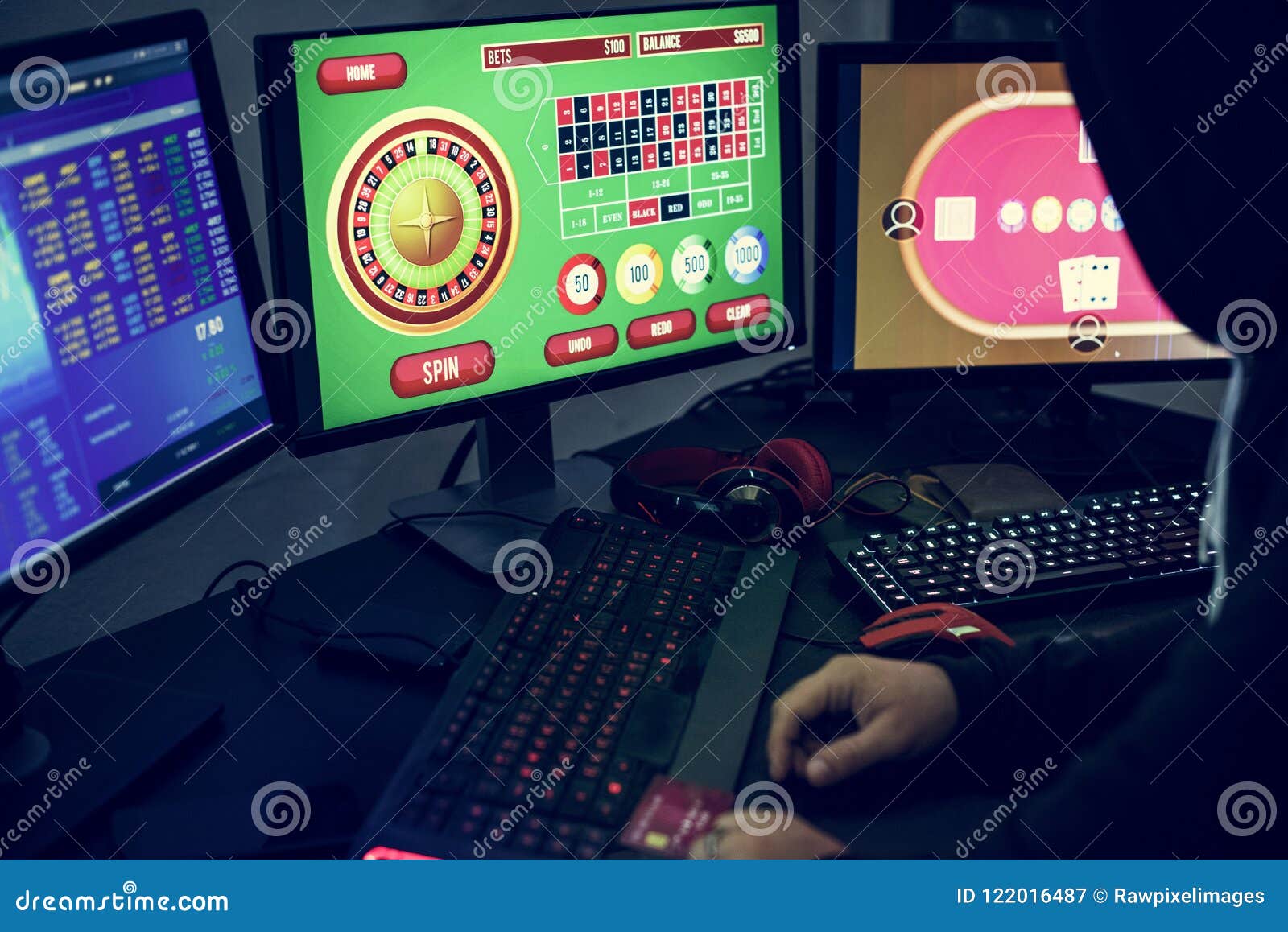 Playing Gambling Online on Computer Laptop Stock Image - Image of ...