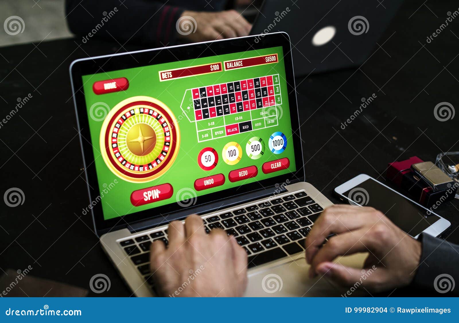 Playing Gambling Online on Computer Laptop Stock Photo - Image of luck ...