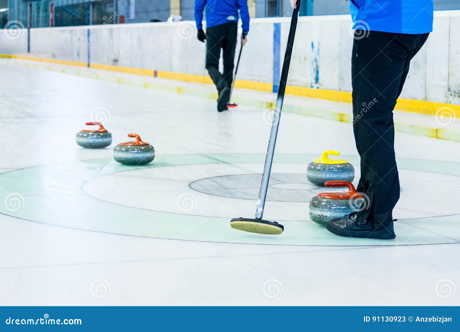 Playing a game of curling. stock image. Image of championship - 91130923