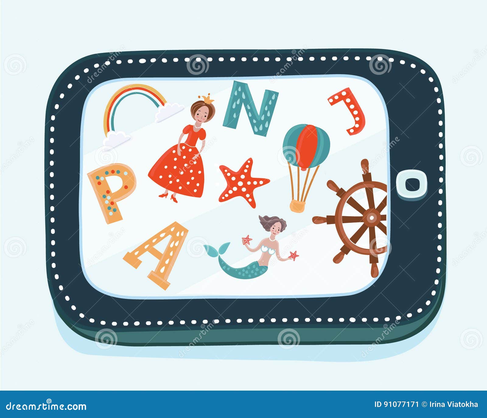 Playing game on tablet stock vector. Illustration of graphic - 91077171