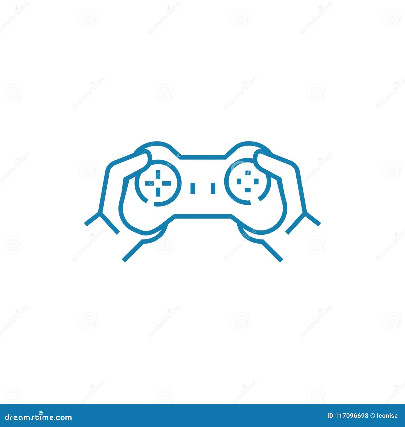 Playing with Gamepad Linear Icon Concept. Playing with Gamepad Line ...