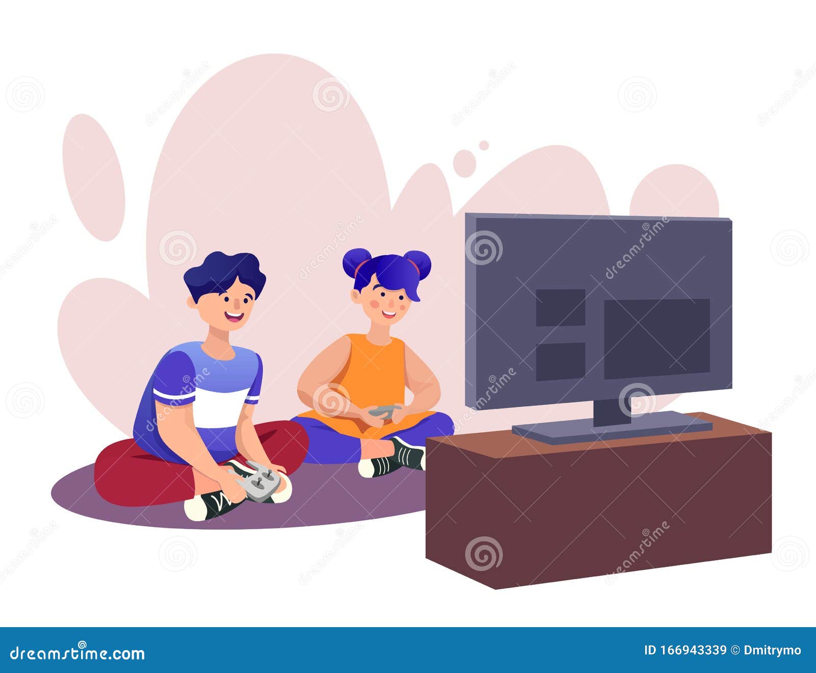Playing Games Flat Vector Illustrations Set Stock Vector - Illustration ...