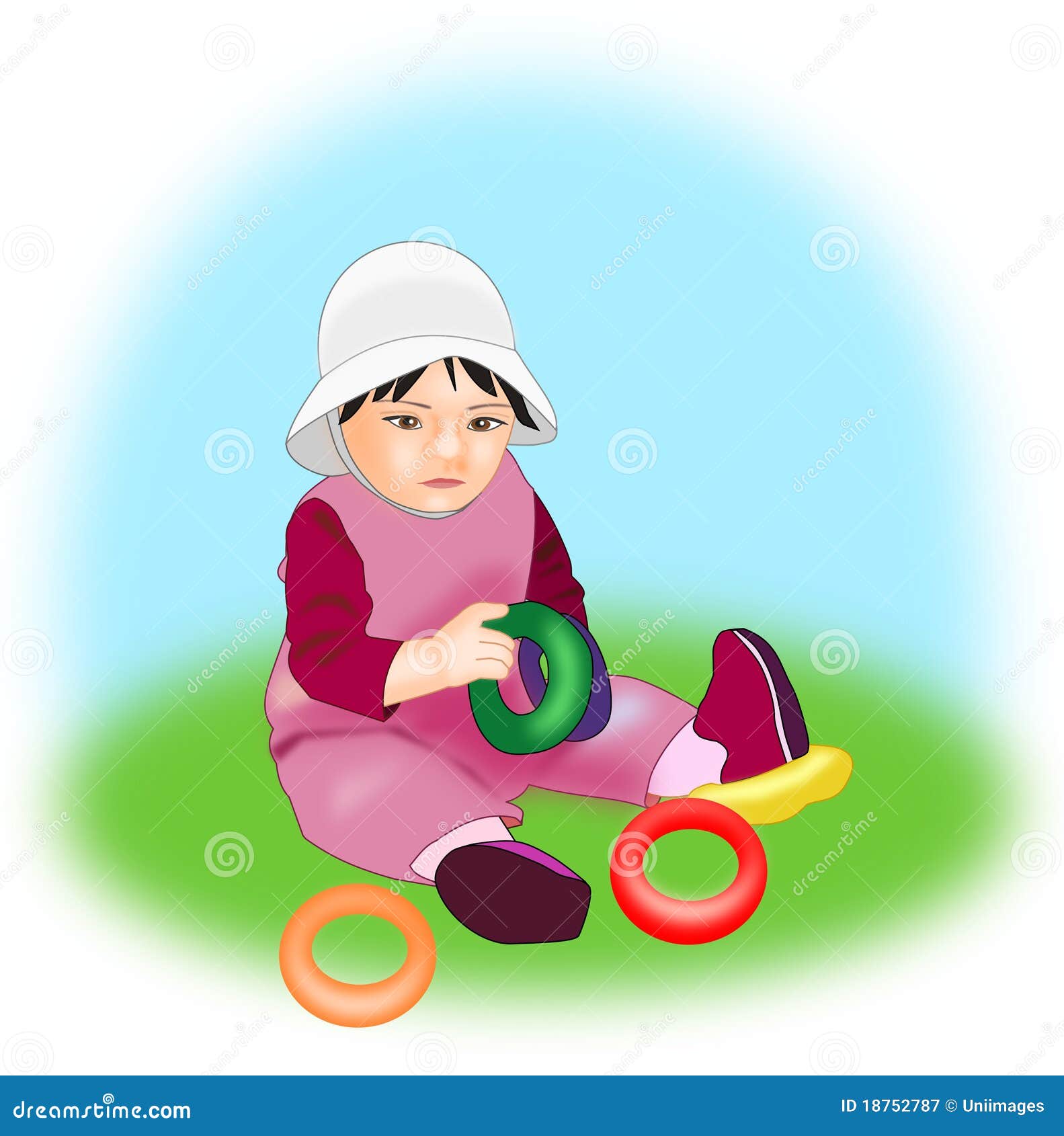 Playing Girl stock illustration. Illustration of drawing - 18752787