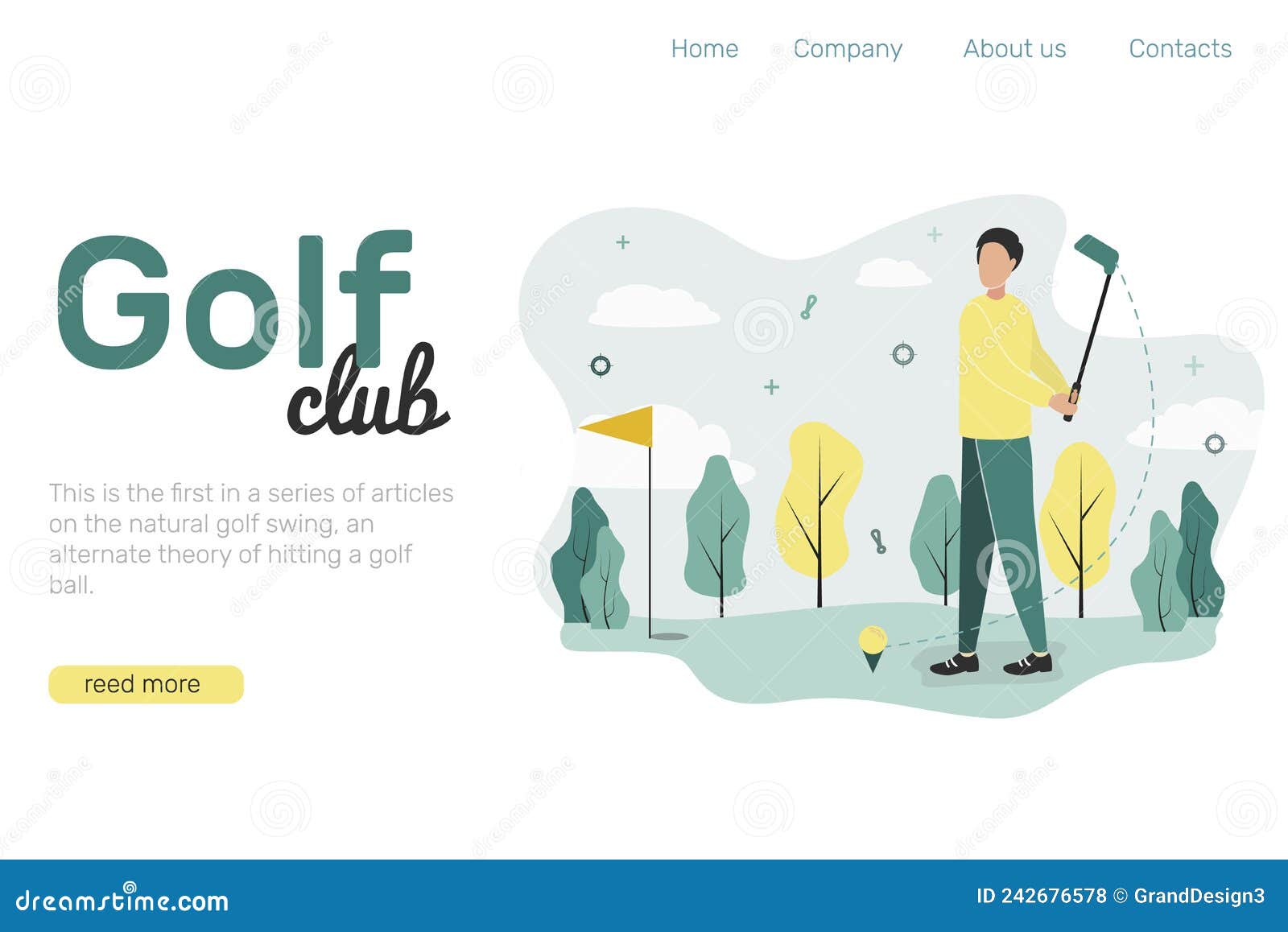 Playing Golf. a Man with a Golf Club. Web Banner on the Site Stock ...