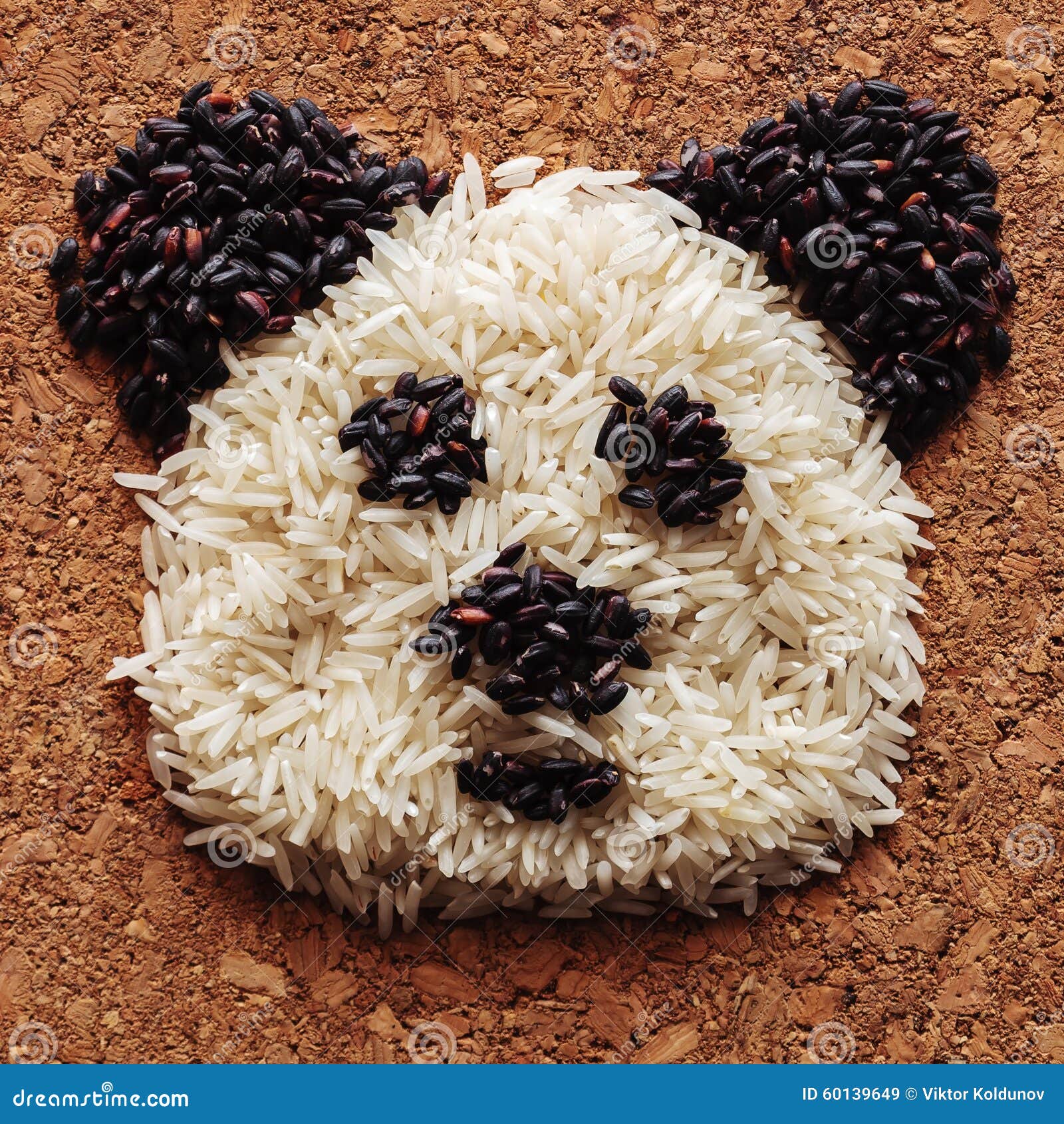 Playing with Grains of Rice. the Head of the Panda, Built of Cereals ...