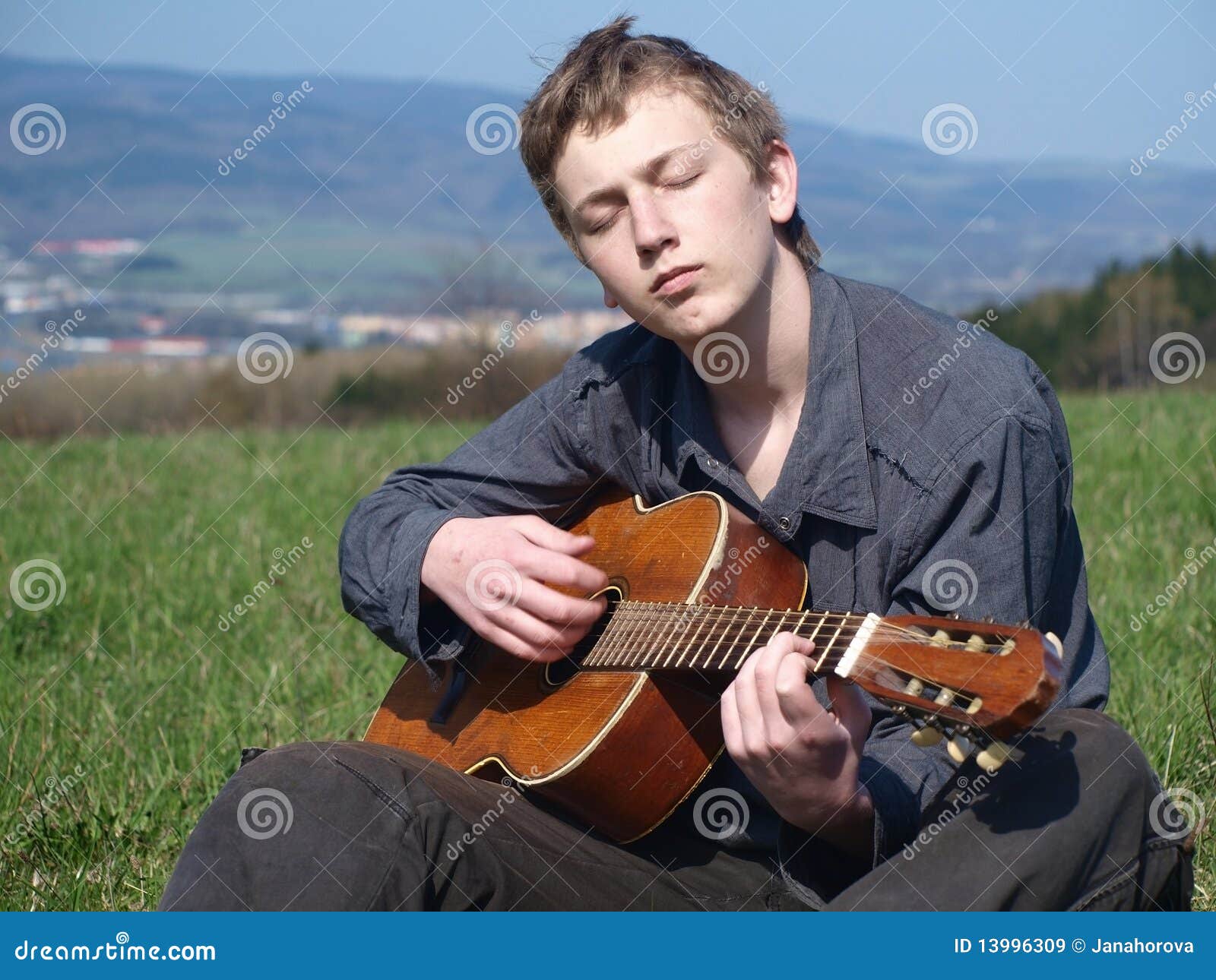 Playing guitar stock image. Image of close, caucasian - 13996309