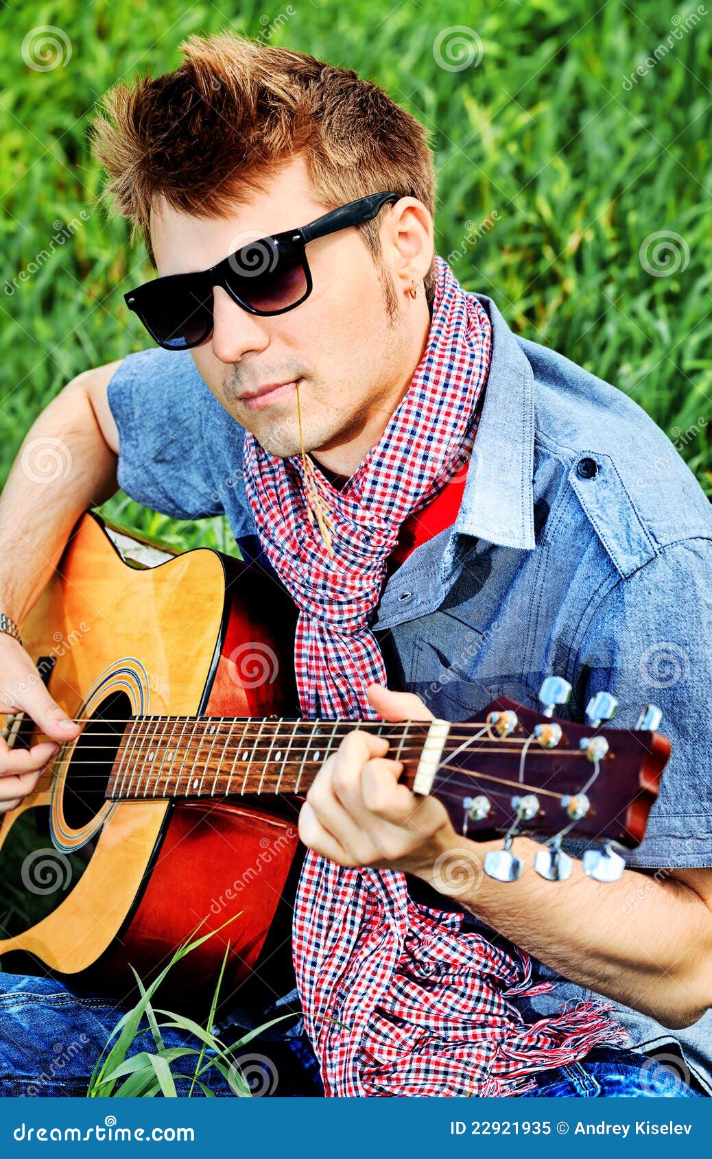 Playing guitar stock image. Image of attractive, freedom - 22921935