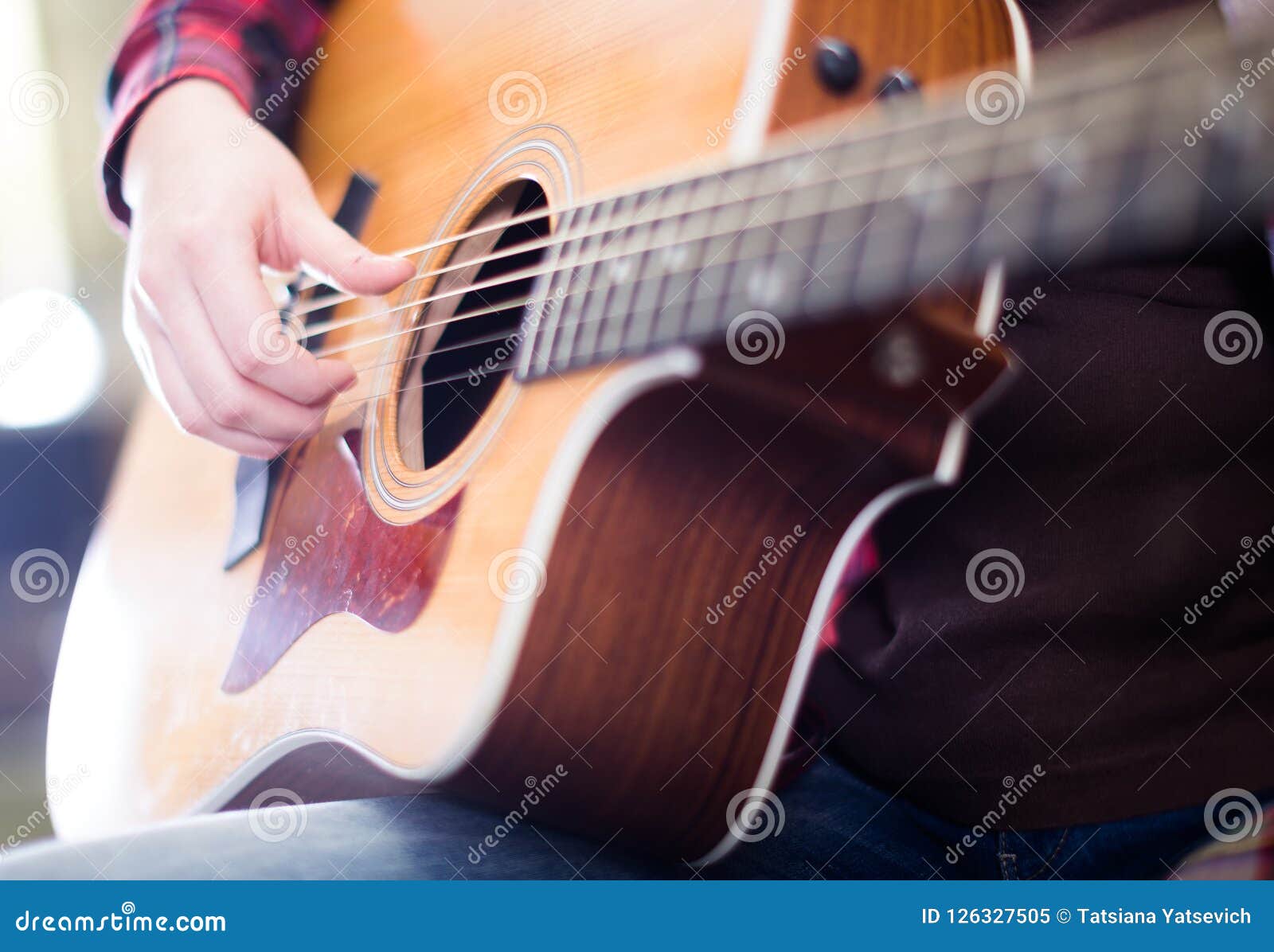 Guitar. Focus on Strings of Guitar Stock Image - Image of country, hole ...