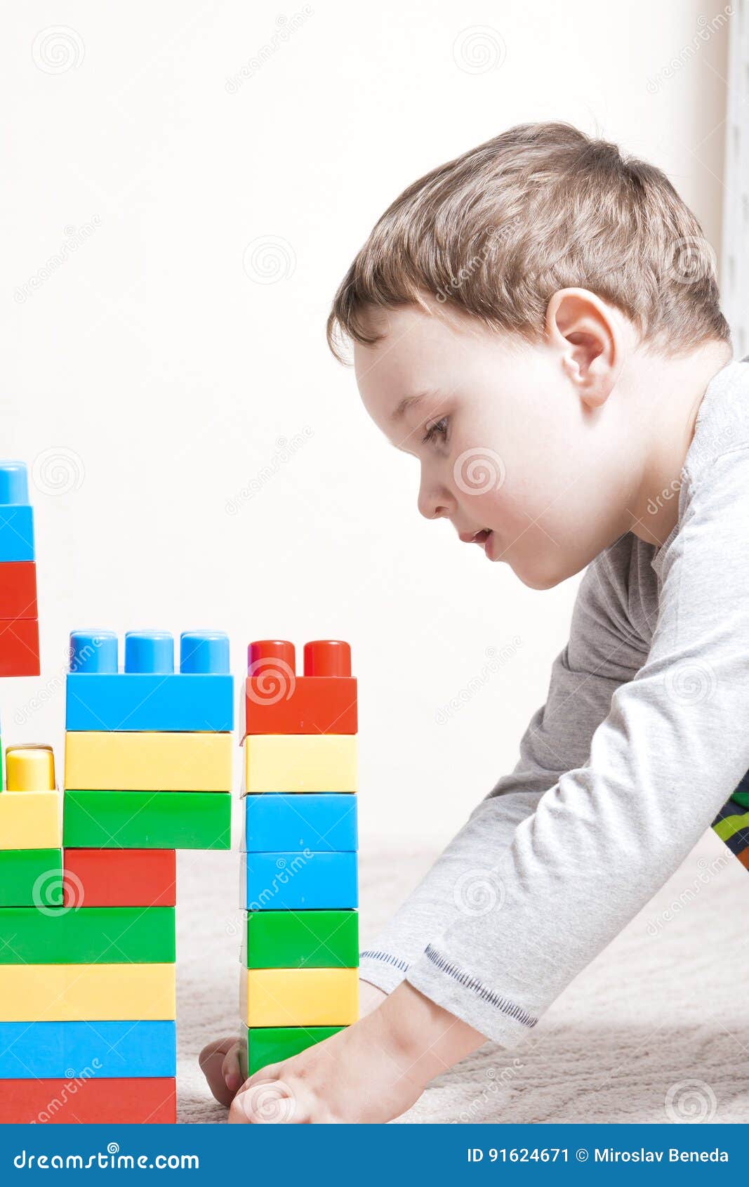 Playing Little Boy with Cubes Stock Image - Image of playing, child ...
