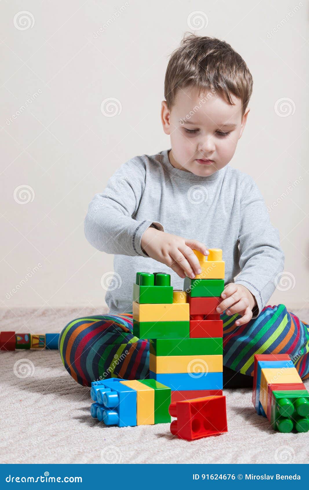 Playing Little Boy with Cubes Stock Photo - Image of play, activity ...