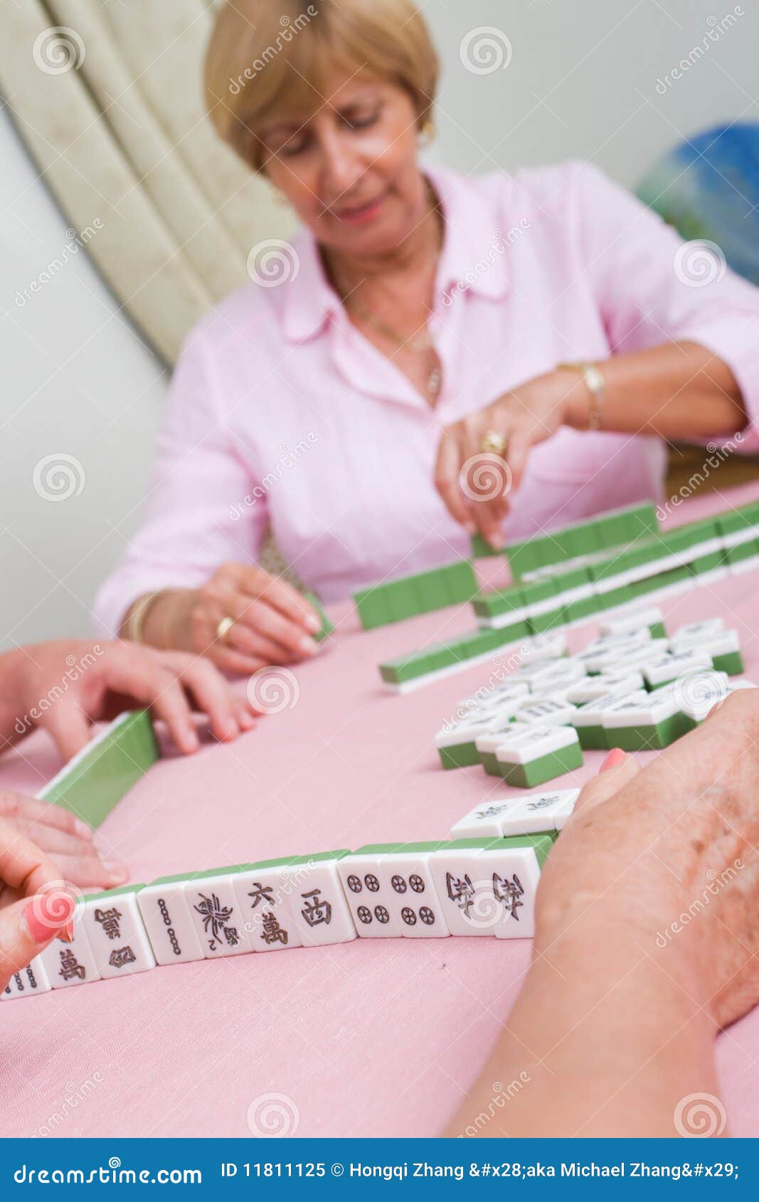 Playing mahjong stock image. Image of hair, adult, elder - 11811125