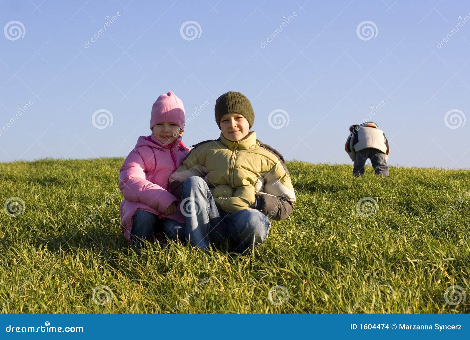 Playing on a Meadow stock photo. Image of friends, smile - 1604474