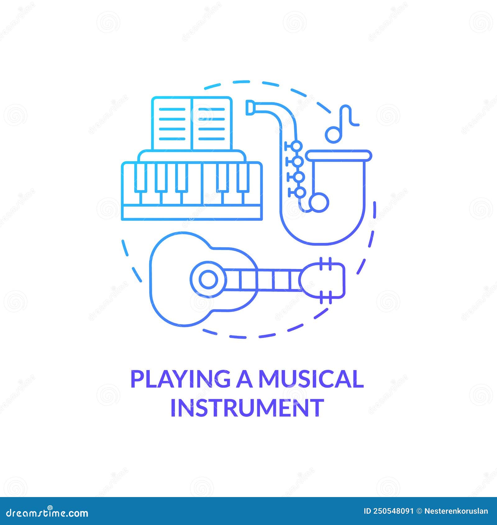Playing Musical Instrument Blue Gradient Concept Icon Stock Vector ...