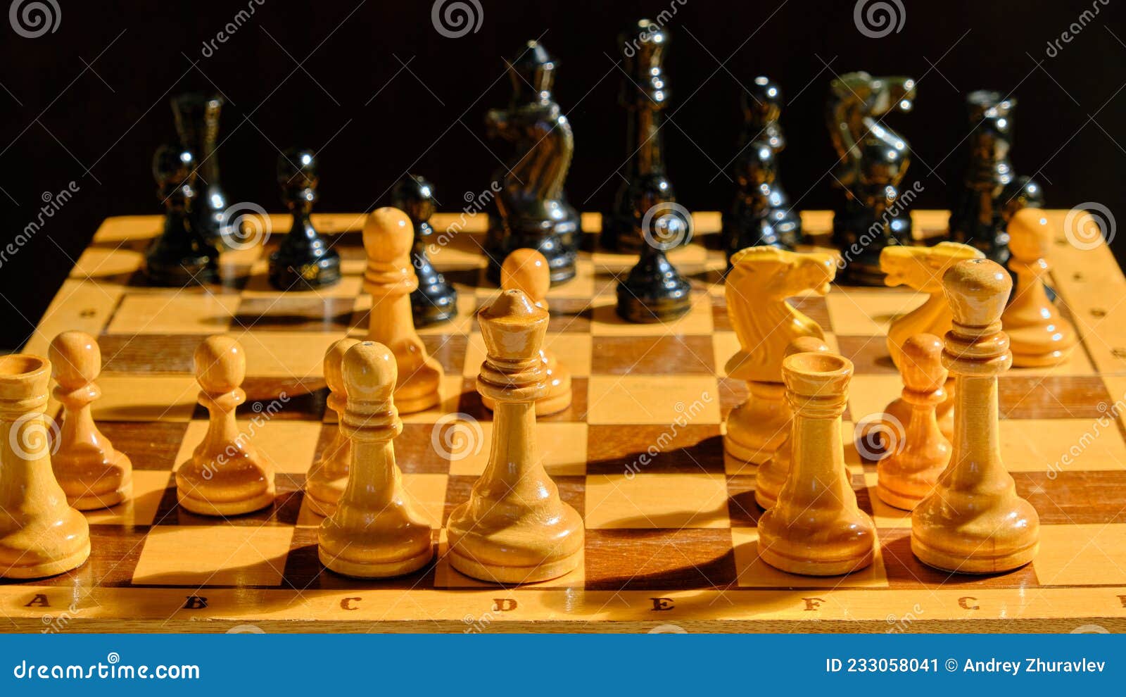 Playing Old Chess on a Black Background, Retro Board Game Stock Image ...