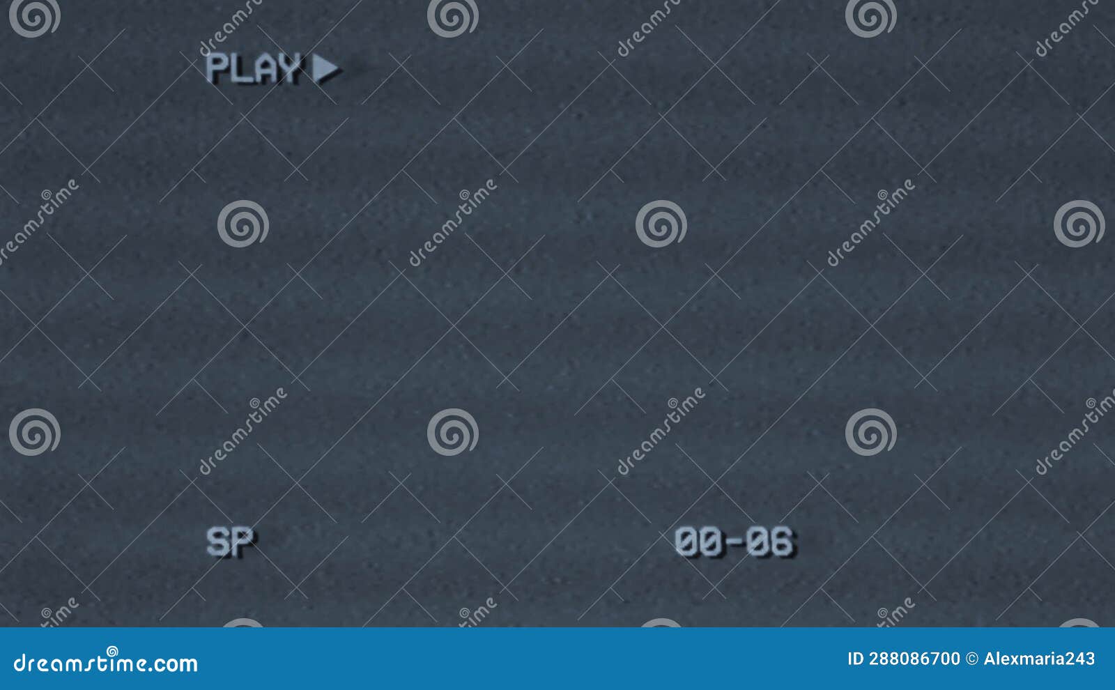 Playing an Old, Poor-quality VHS Cassette. Old Screen with Text PLAY ...