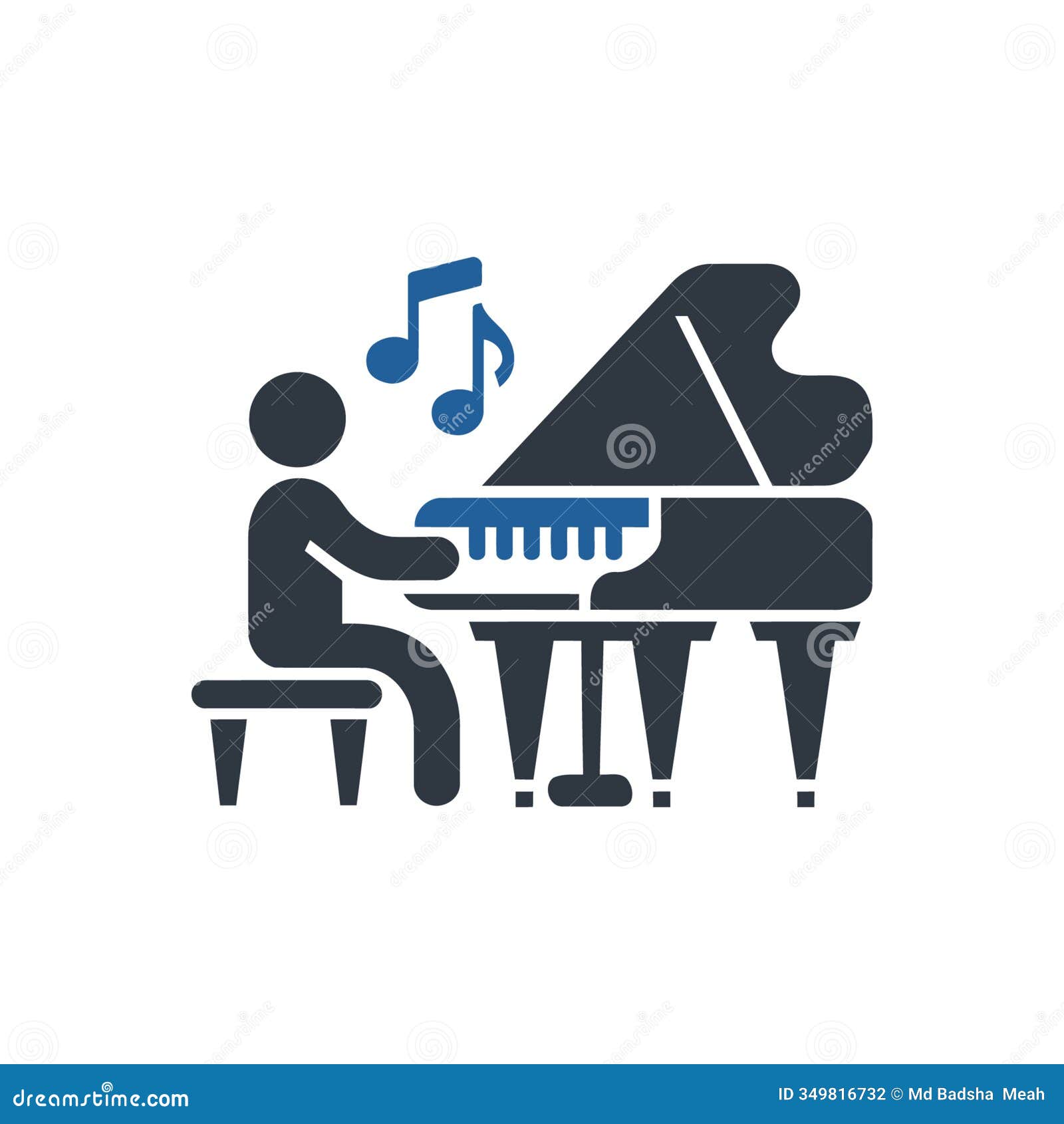 Playing Piano Music Icon stock vector. Illustration of symbol - 349816732