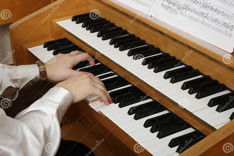 Playing pipe organ stock photo. Image of classical, sheet - 5530284