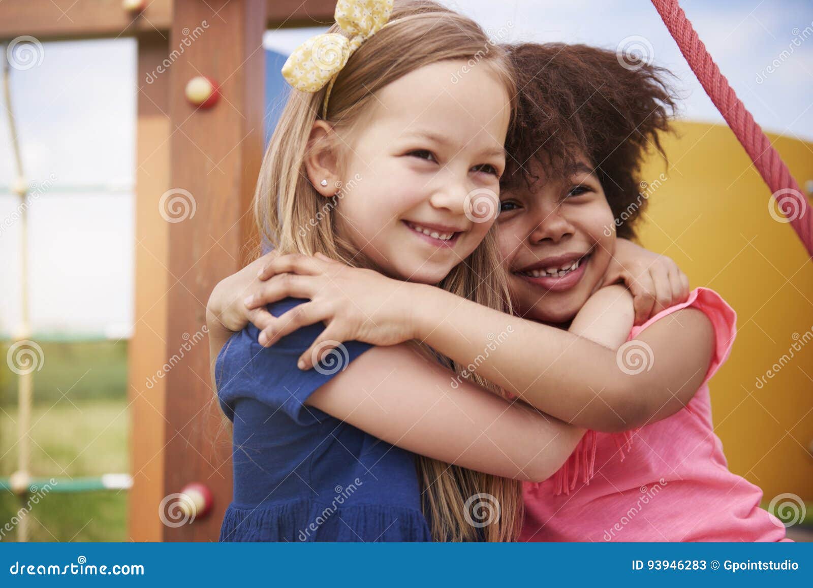 Playing on the playground stock image. Image of girls - 93946283