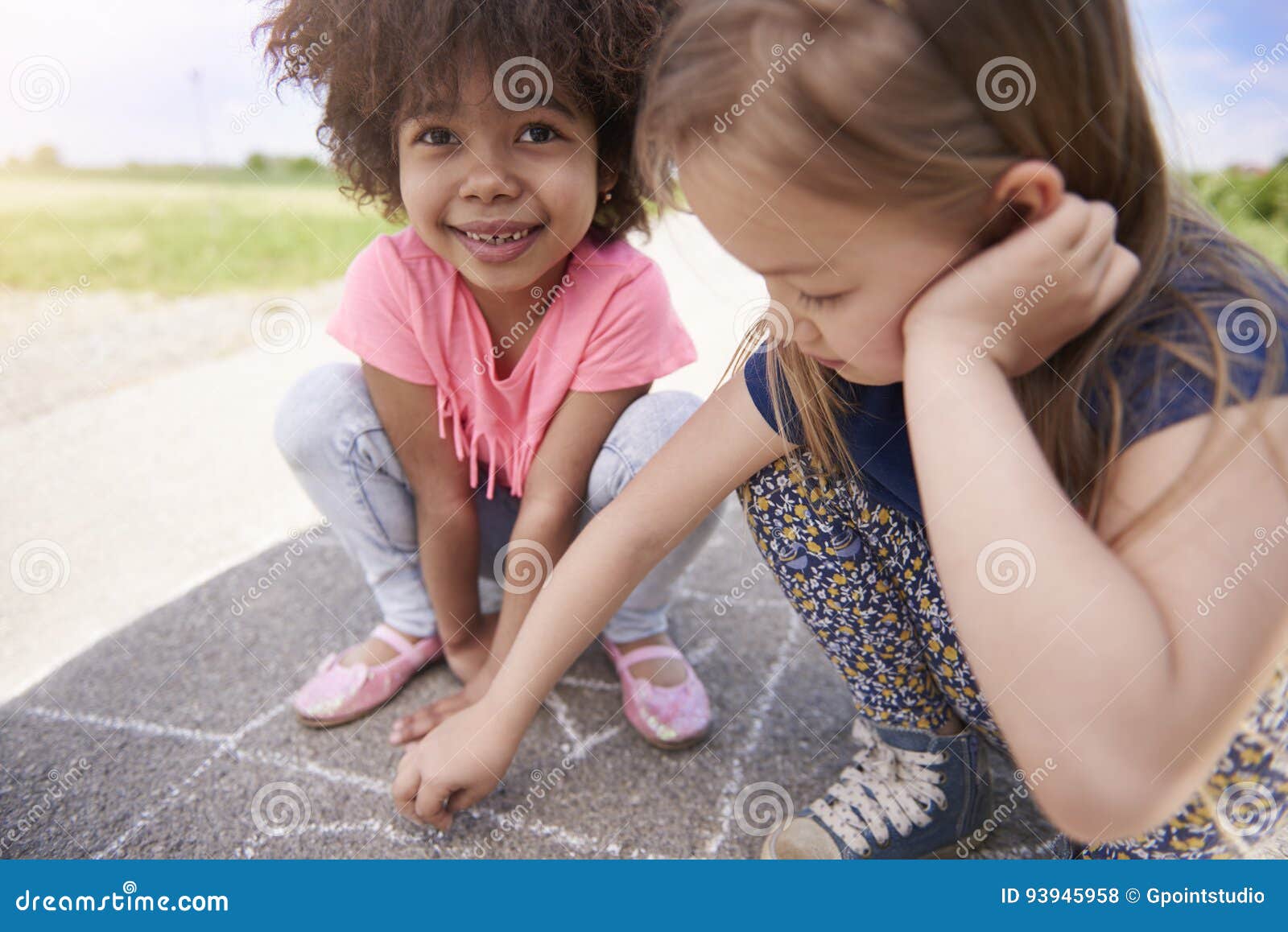 Playing on the playground stock photo. Image of chalk - 93945958