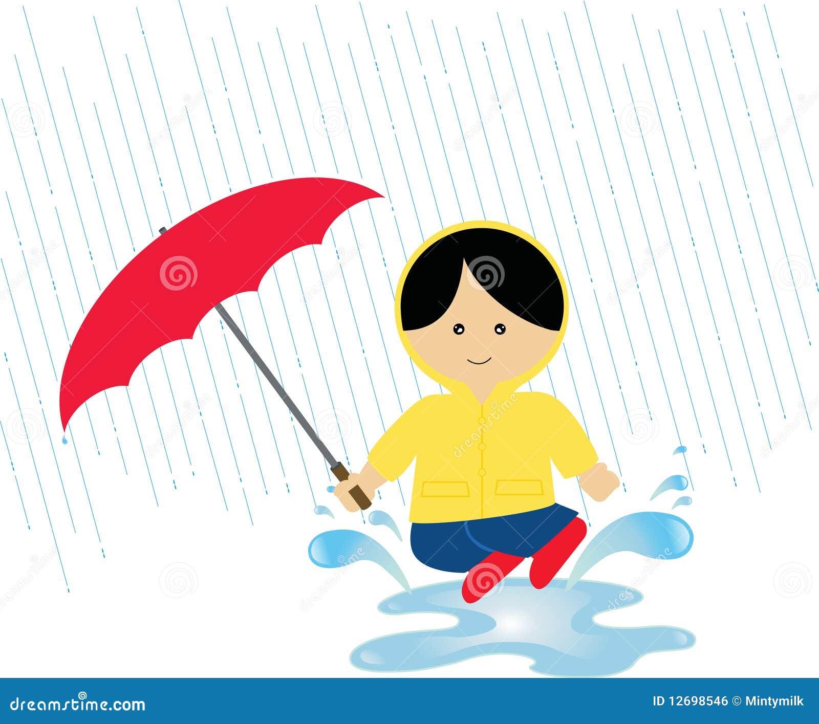 Playing in the rain stock illustration. Illustration of rain - 12698546