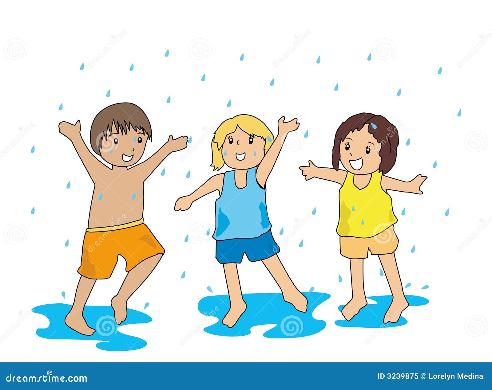 Playing in the Rain stock illustration. Illustration of drench - 3239875