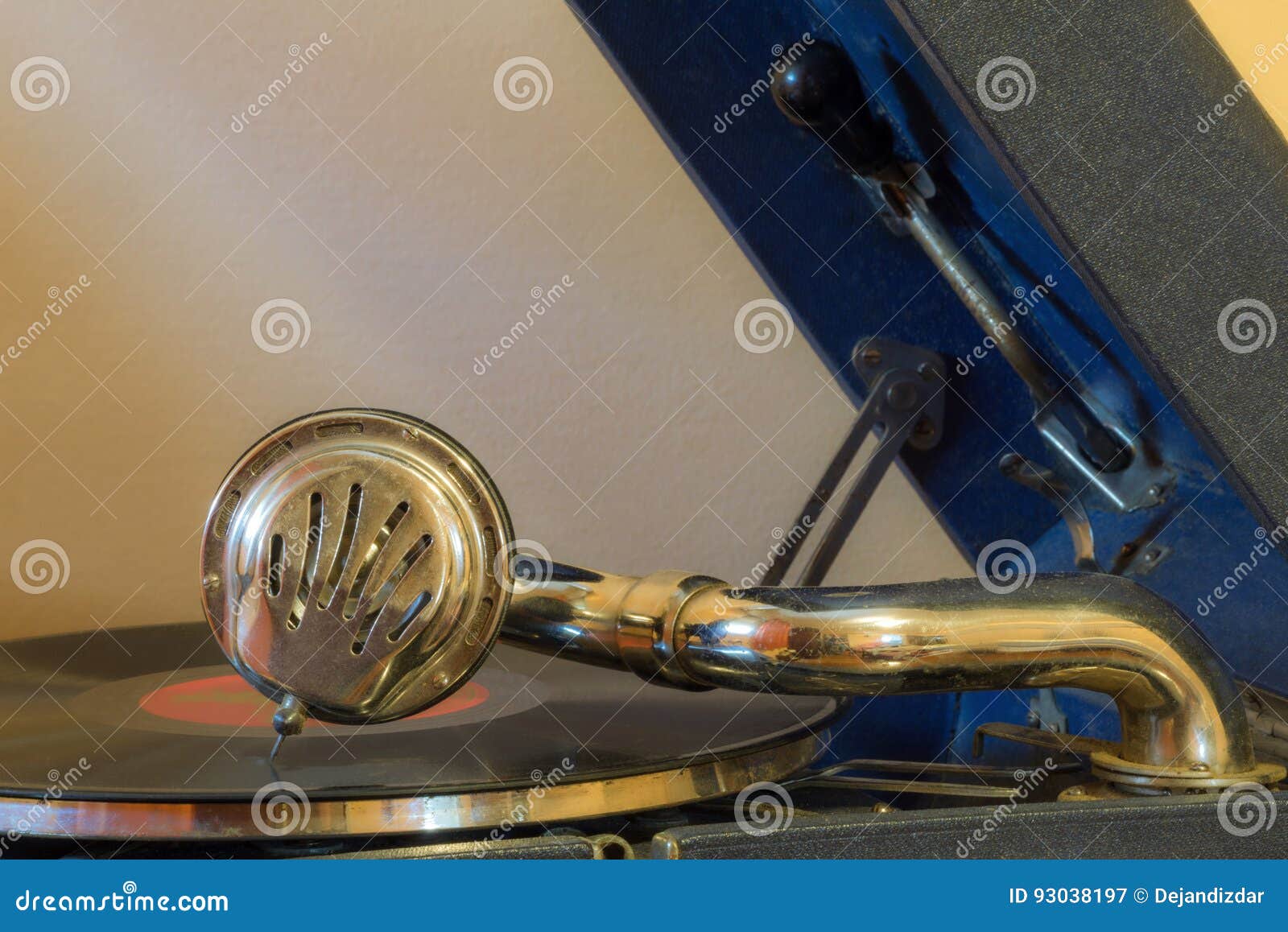 Playing Record on an Old Phonograph Stock Image - Image of steel ...