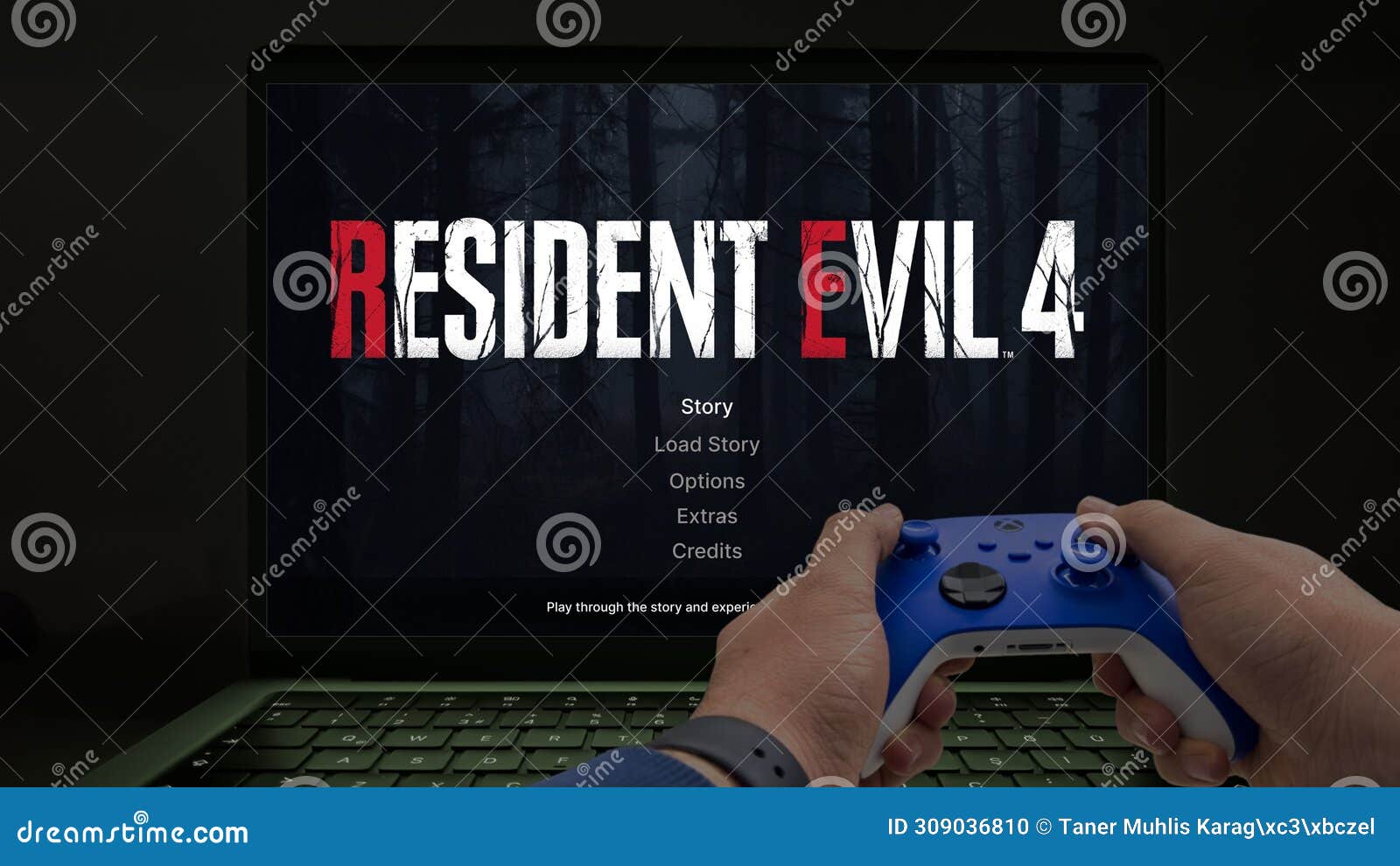 Playing Resident Evil 4 Remake on a Macbook Computer with a Blue Xbox ...