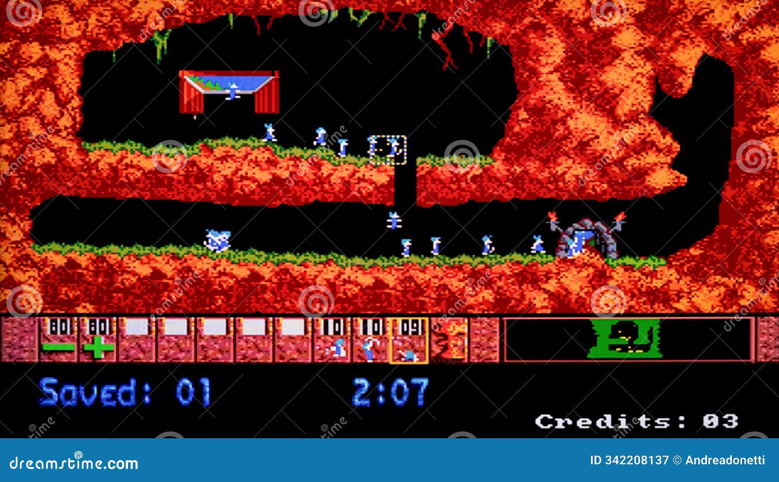 Playing a Retro Lemmings Video Game from the 90s Editorial Photography ...