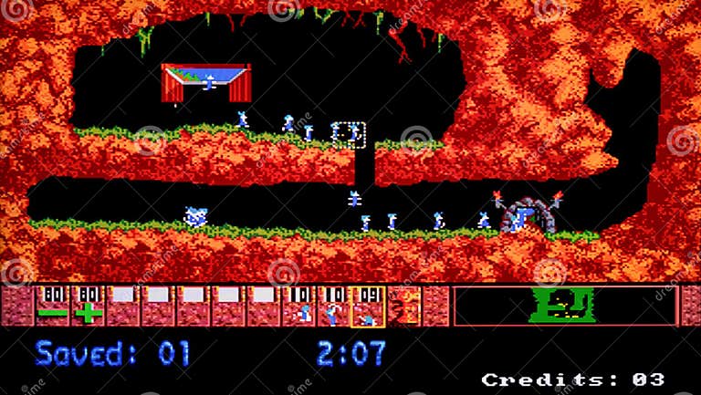 Playing a Retro Lemmings Video Game from the 90s Editorial Photography ...