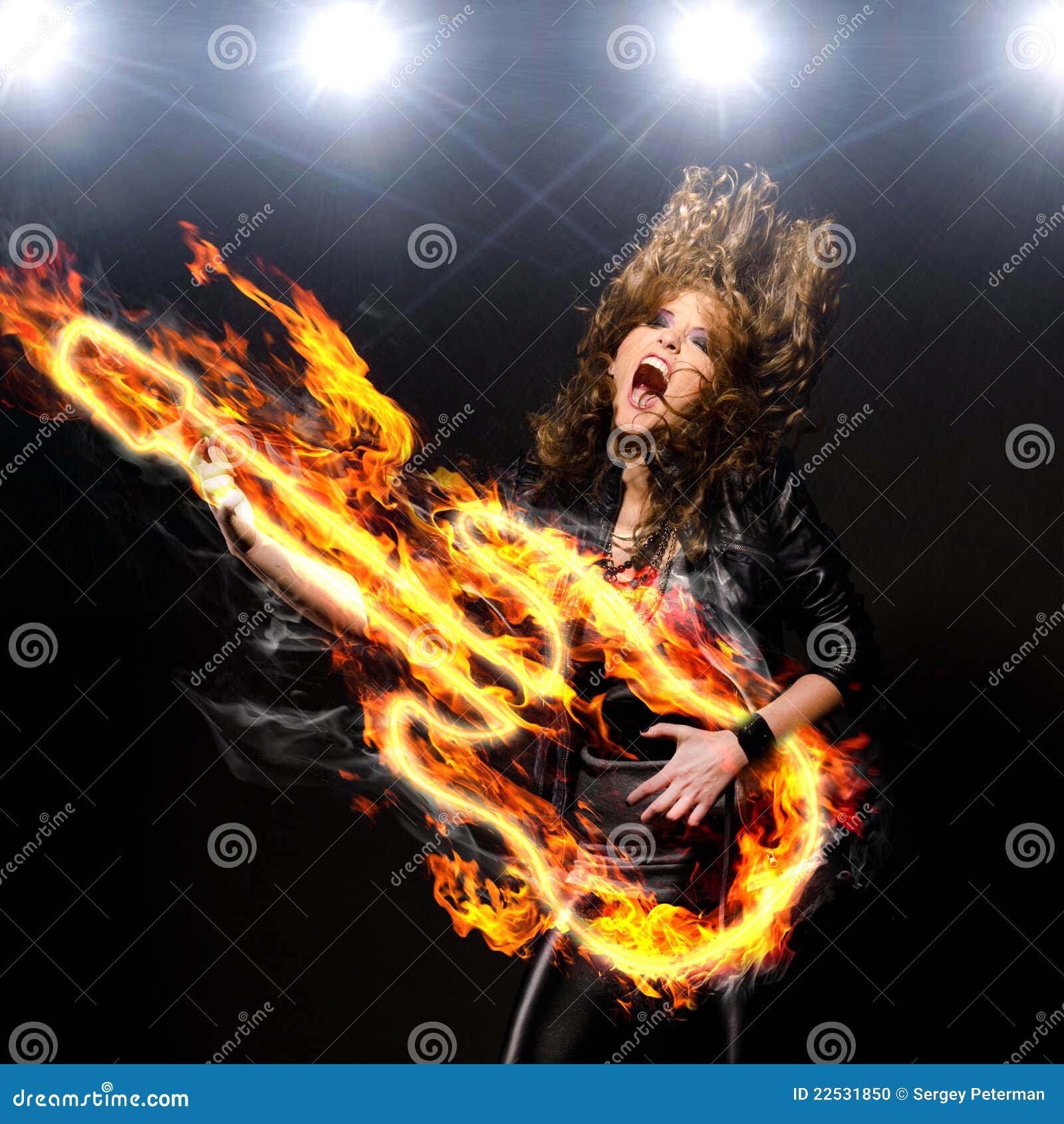 Playing rock music stock photo. Image of flame, long - 22531850