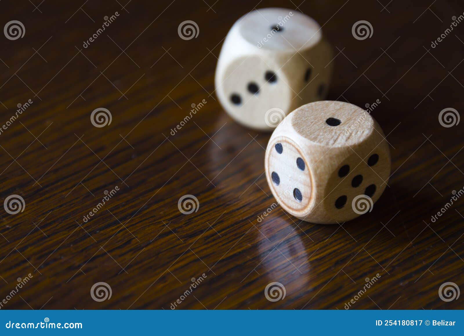 Playing with Rolling Dices on a Wooden Table Stock Image - Image of ...