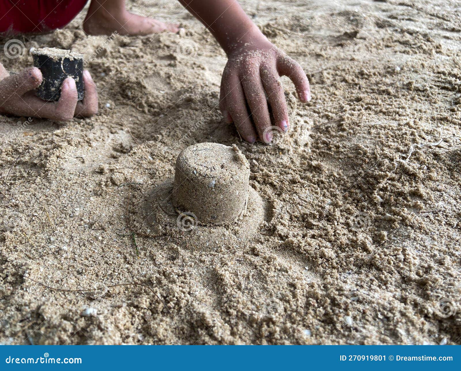 Playing Sand Castles on the Beach. Stock Image - Image of isolated ...