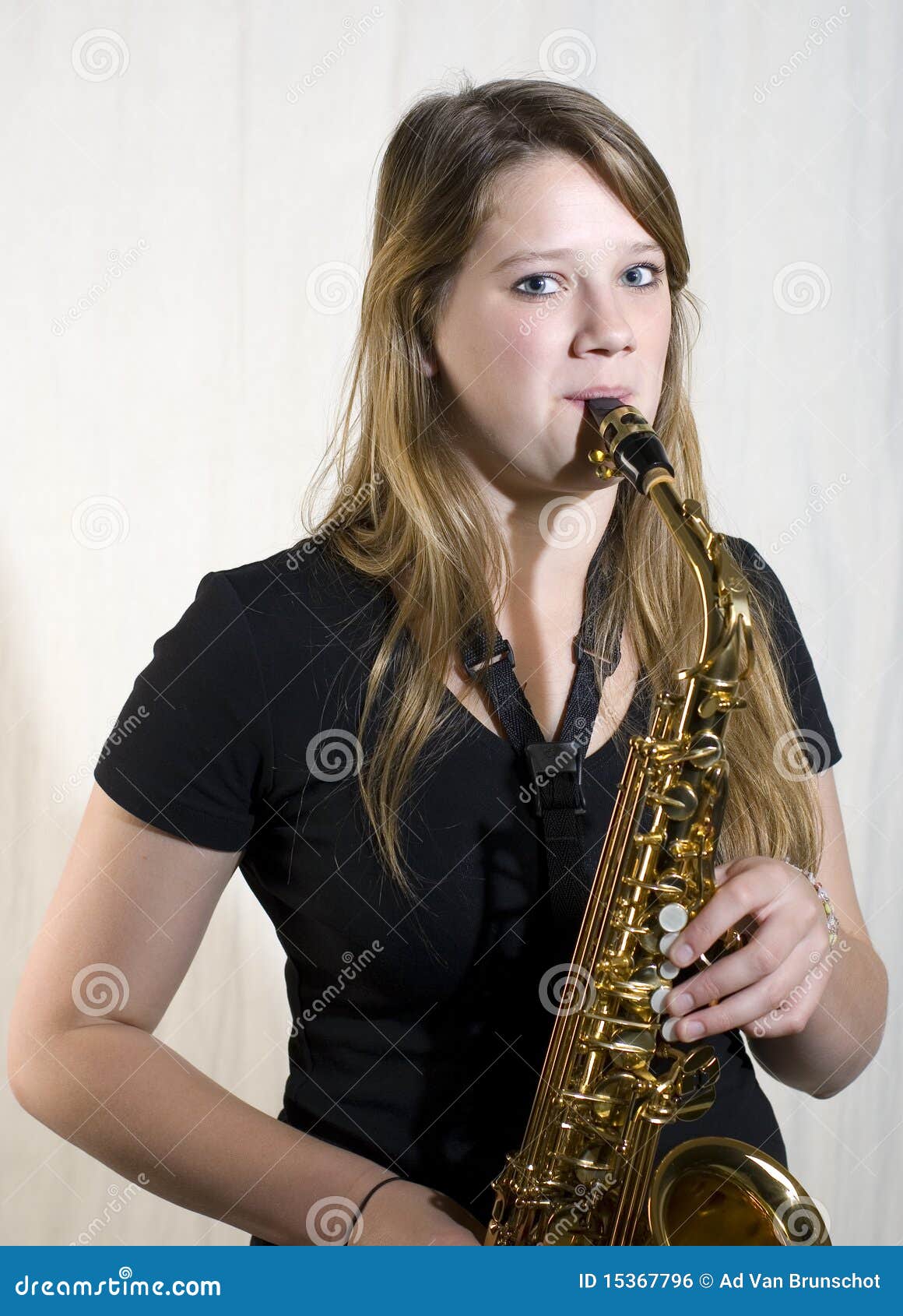 Playing sax stock photo. Image of learning, girls, gold - 15367796