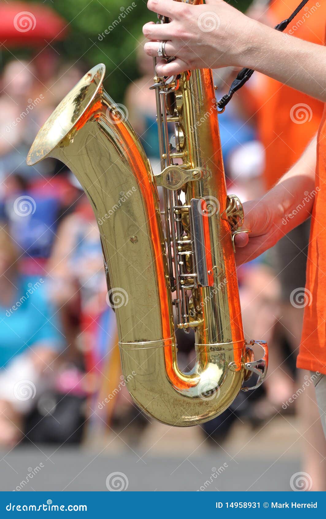 Playing Saxophone in Parade Stock Image - Image of performance ...