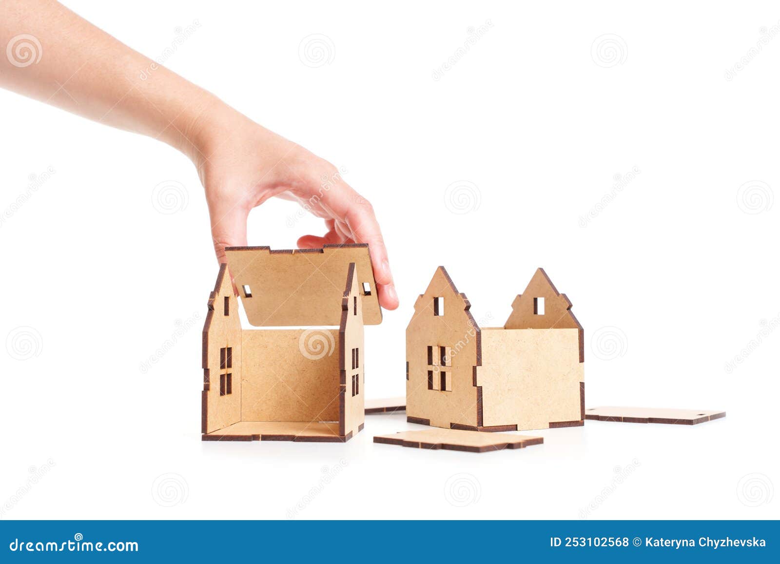 Playing with Self-assembly Houses Stock Photo - Image of miniature ...