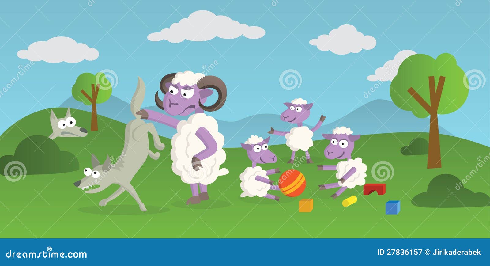 Playing Sheeps and Wolves stock vector. Illustration of colorful - 27836157
