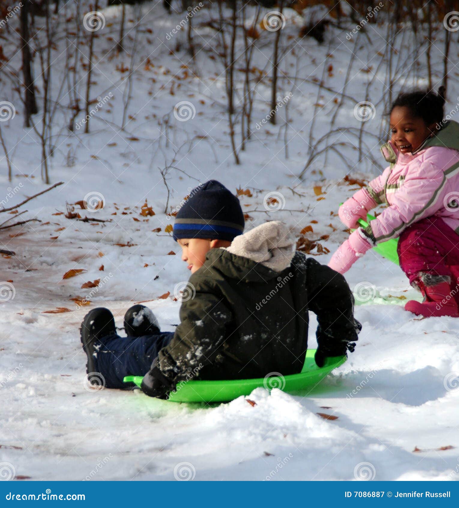 Playing in Snow stock image. Image of play, biracial, winter - 7086887