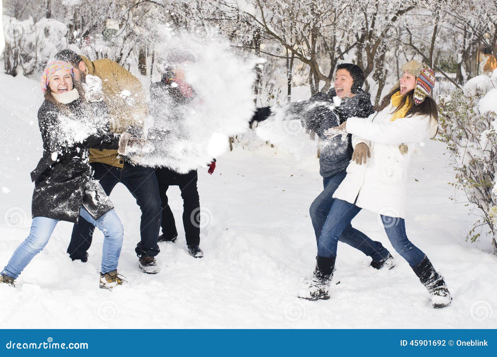 Playing in Snow stock photo. Image of holiday, clothes - 45901692
