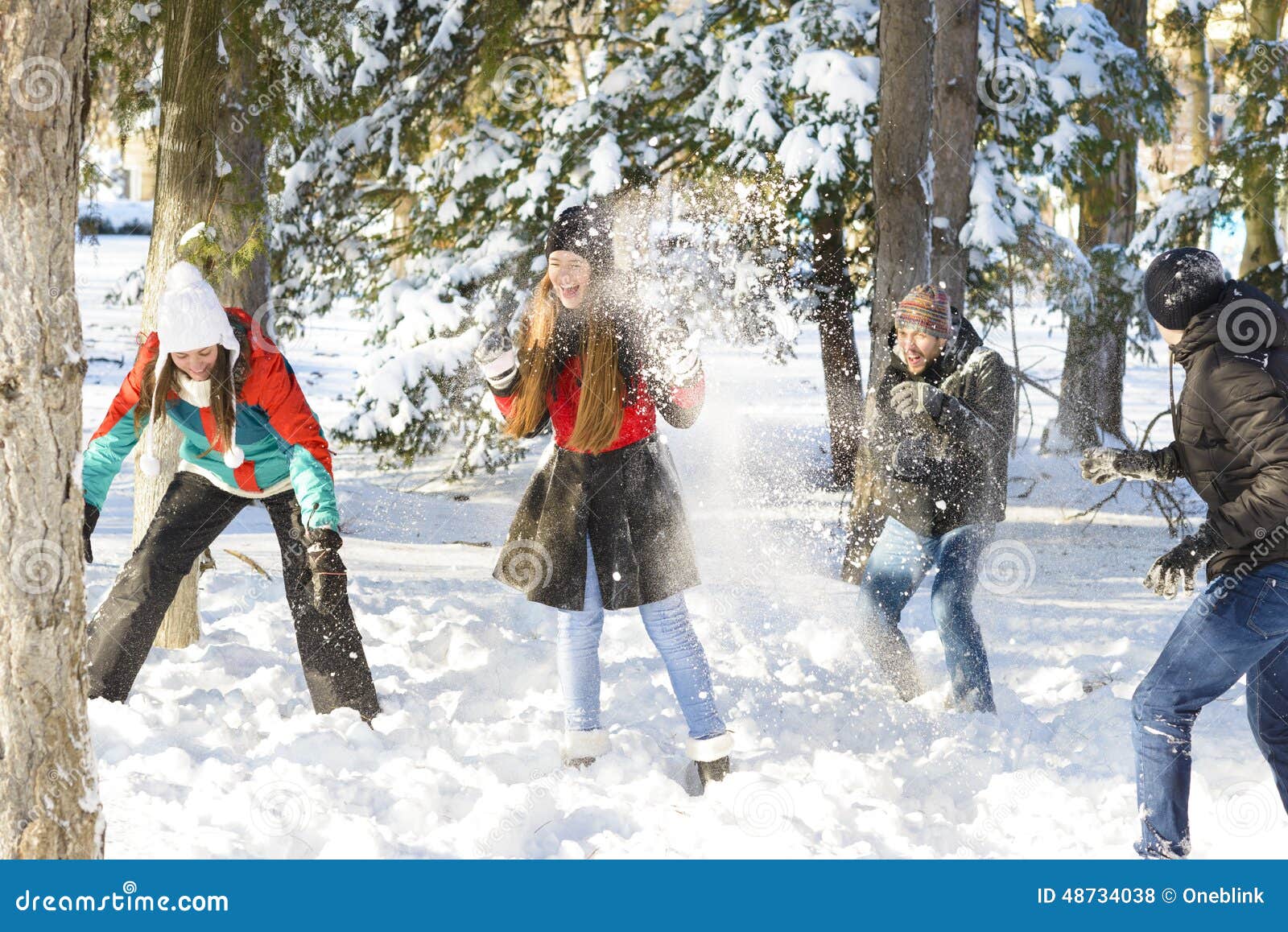 Playing in Snow stock photo. Image of holiday, enjoying - 48734038