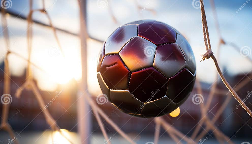 Playing Soccer Outdoors, Ball Kicks into the Sunset Generated by AI ...