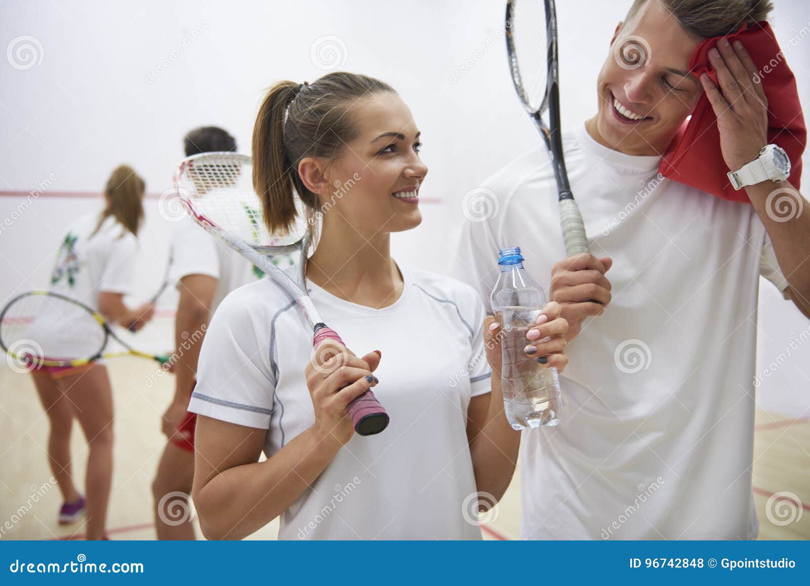 Playing Squash with Friends Stock Photo - Image of activity, male: 96742848