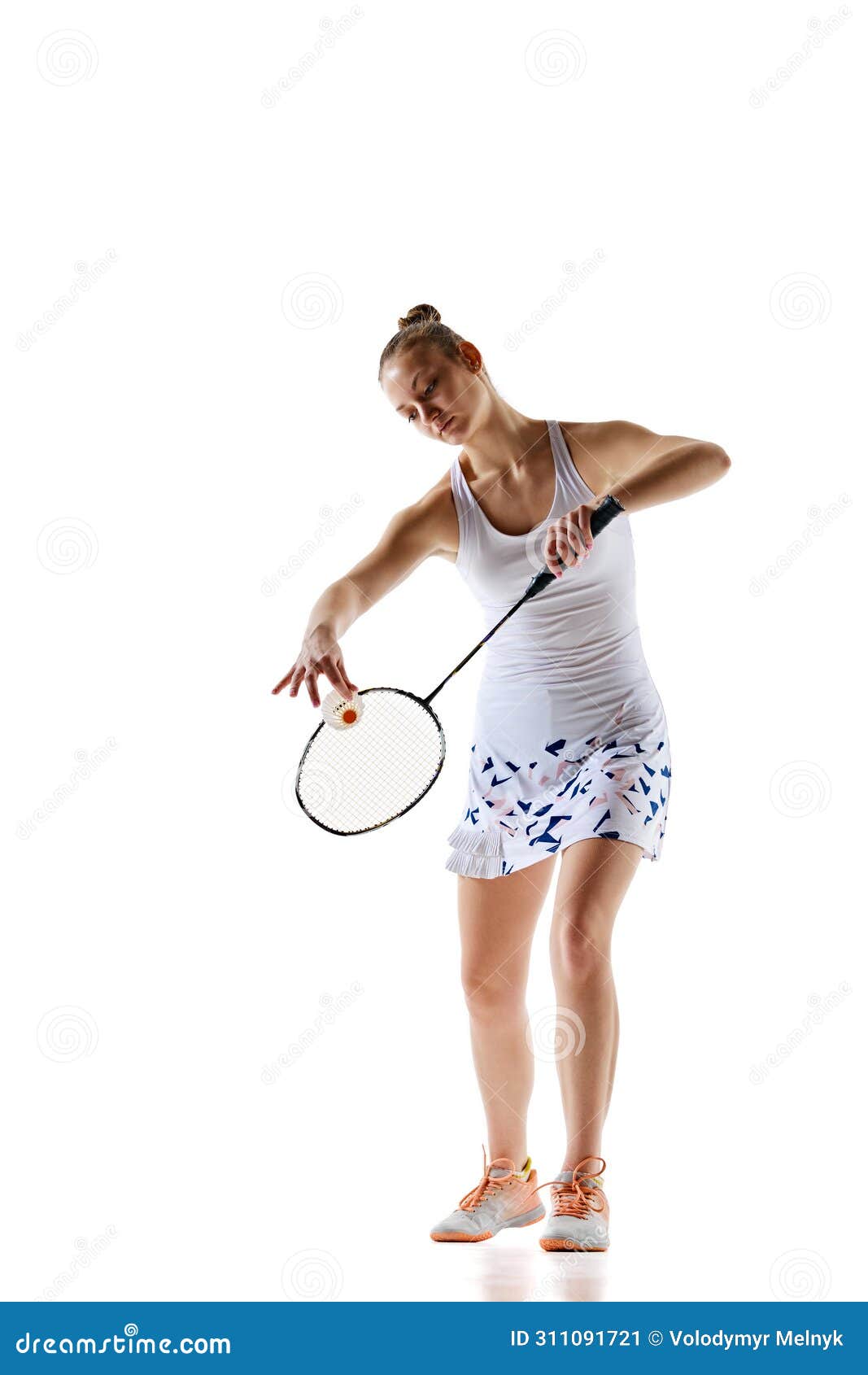 Playing Techniques. Young Girl, Badminton Player Training, Playing ...