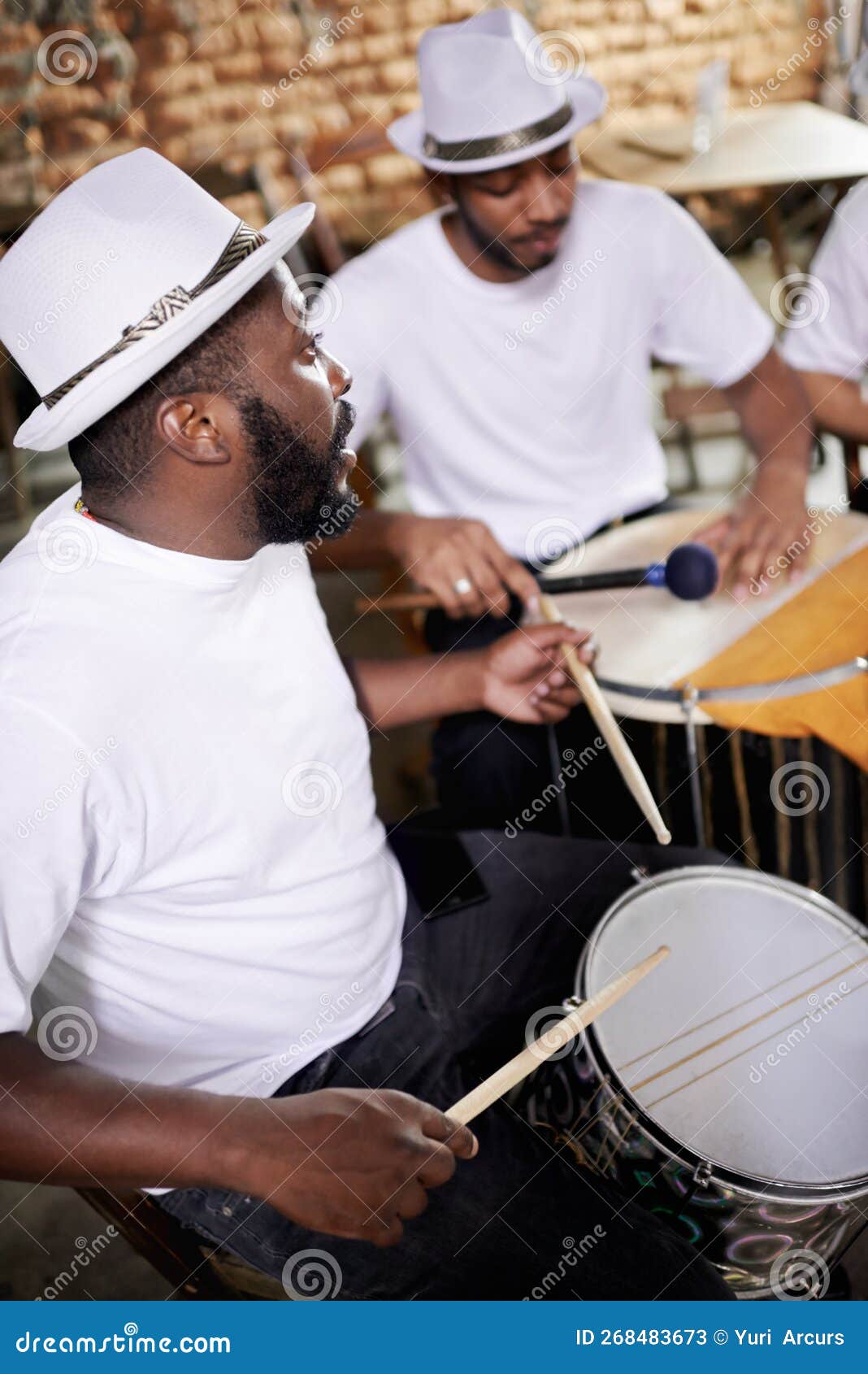 Playing To the Brazilian Beat. a Band Playing Their Percussion ...