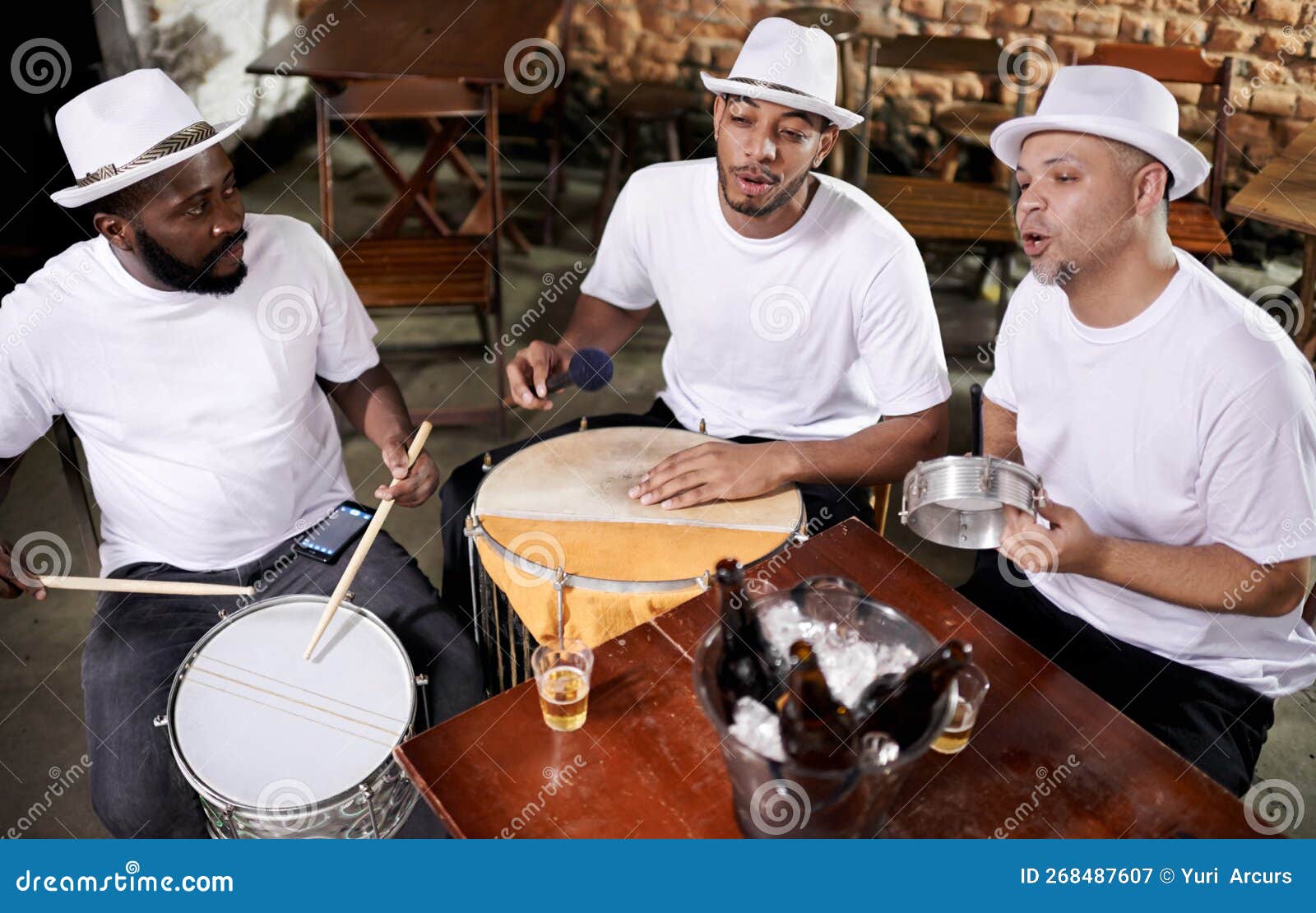 Playing To the Brazilian Beat. a Band Playing Their Percussion ...